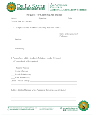 Fillable Online CMLS FORM 106: REQUEST FOR LEARNING ... Fax Email Print ...
