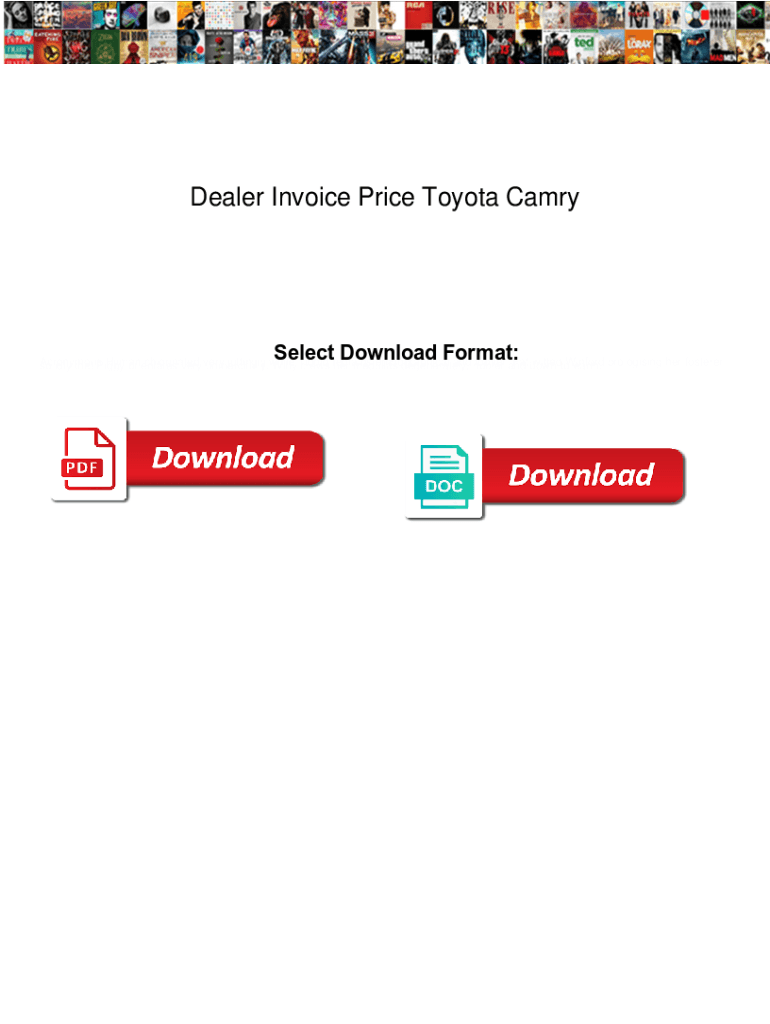 Fillable Online Dealer Invoice Price Toyota Camry. Dealer Invoice Price ...