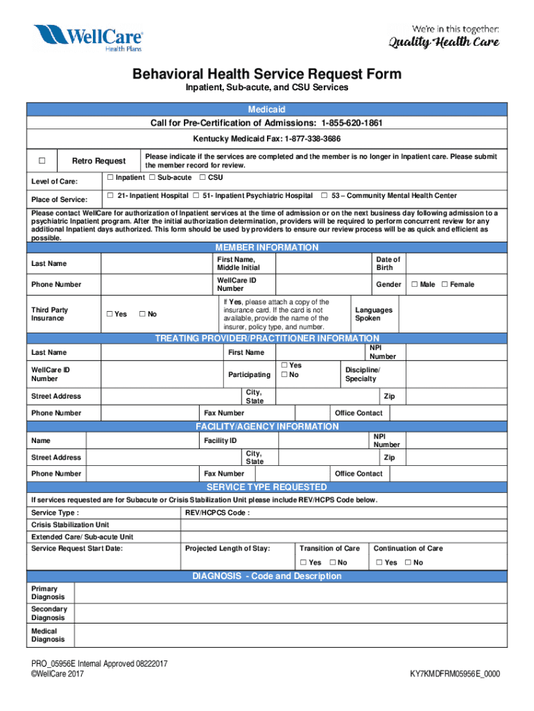 Fillable Online Prior Authorization RequirementsKY Provider - Anthem ...