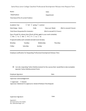 Fillable Online Classified Professional Development Release Time ...