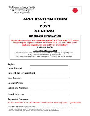 Fillable Online Application Form for Japan's Grant Assistance for Grass ...