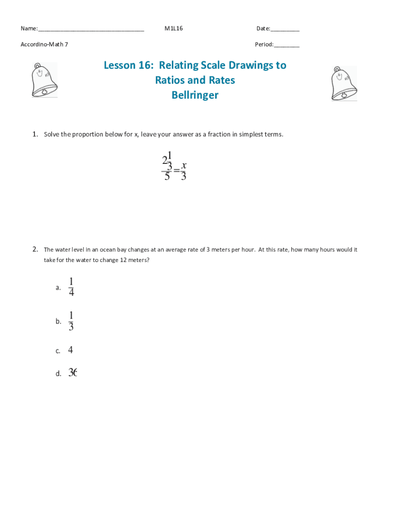 Fillable Online Lesson 16 Relating Scale Drawings to Ratios and Rates ...