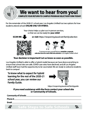 Fillable Online Return to Campus Program Selection Form Flyer Eng r Fax ...