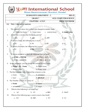 Fillable Online A Tick () the correct answers. 1. This animation shows ...