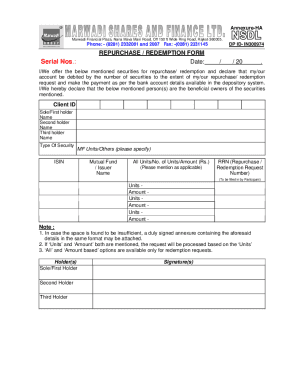 Fillable Online NSDL Annexure-HA MF REDEMPTION Form Fax Email Print ...