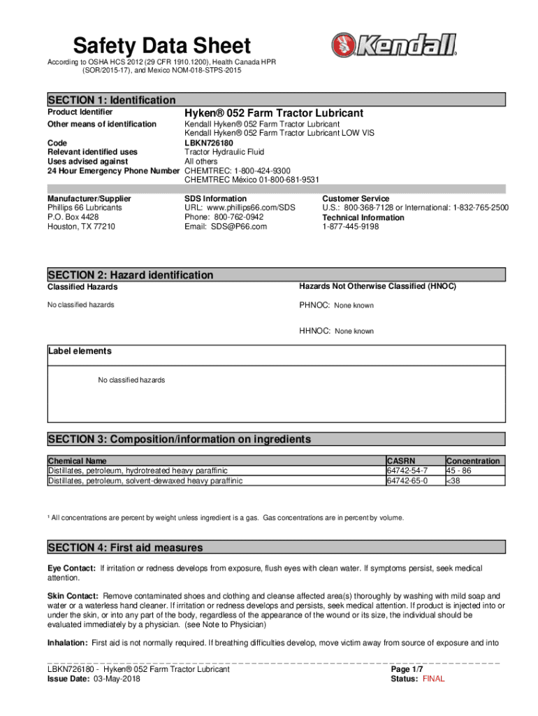 Fillable Online SAFETY DATA SHEET ACCORDING TO OSHA HCS (29 CFR ... Fax Email Print - pdfFiller