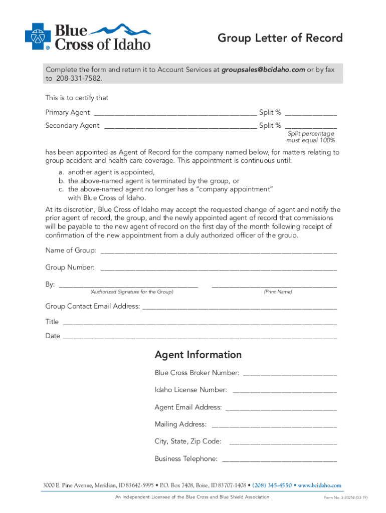 Fillable Online 3-302NI Group Letter of Record. 3-302NI Group Letter of ...