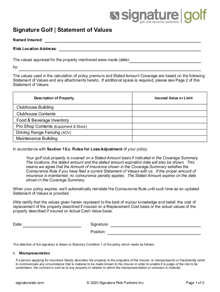 Fillable Online Signature Craft BrewStatement of Values Form Fax Email ...