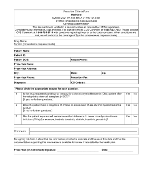 Fillable Online Oncology (Injectable)Synribo Prior Authorization Policy Fax Email Print - pdfFiller