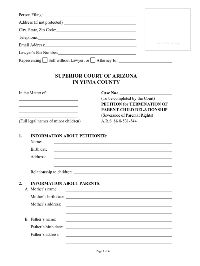 Fillable Online All About Termination of Parental Rights in Arizona Fax ...