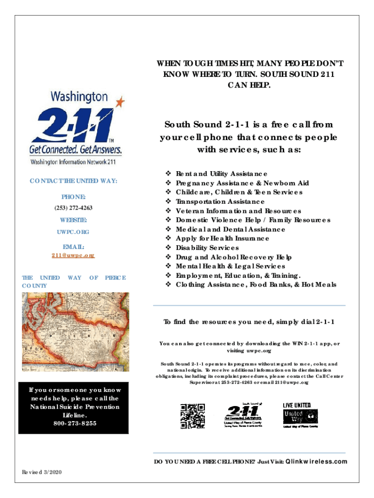 Fillable Online Get Help Now: 211 - United Way of Pierce County Fax ...