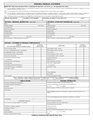 Fillable Online personal financial statement (page 1 of 2) - ConnectOne ...