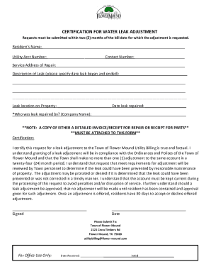 Fillable Online Water Leak Adjustment Request Form - District of ...