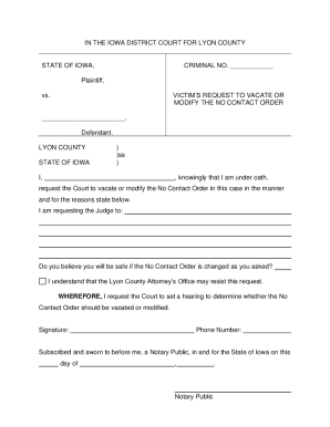 Fillable Online Criminal No Contact Orders and Civil Protection ...
