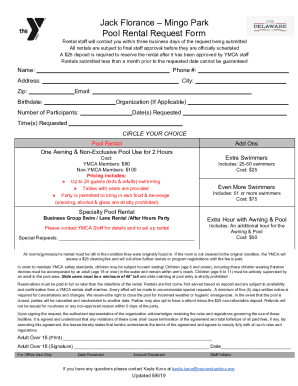 Fillable Online Pool Rental Request Form Fax Email Print - pdfFiller