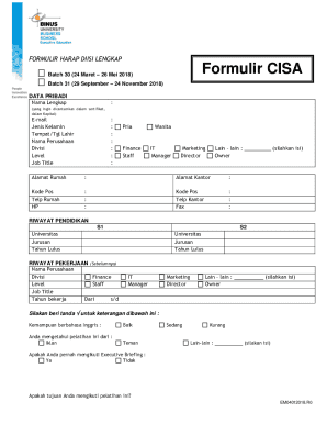 Fillable Online Formulir CISA - BINUS Business School Fax Email Print - pdfFiller
