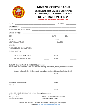 Fillable Online MARINE CORPS LEAGUE REGISTRATION FORM Fax Email Print ...