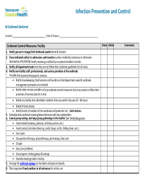 Fillable Online Prevention and Control of Gastrointestinal Outbreaks In ...