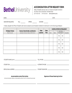 Fillable Online Returning SDC Students: Accommodation Letter Request ...
