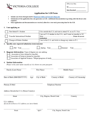 Fillable Online Application for I-20 Form Fax Email Print - pdfFiller