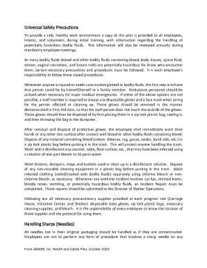 Fillable Online Health and Safety Policies and Procedures Table of ...