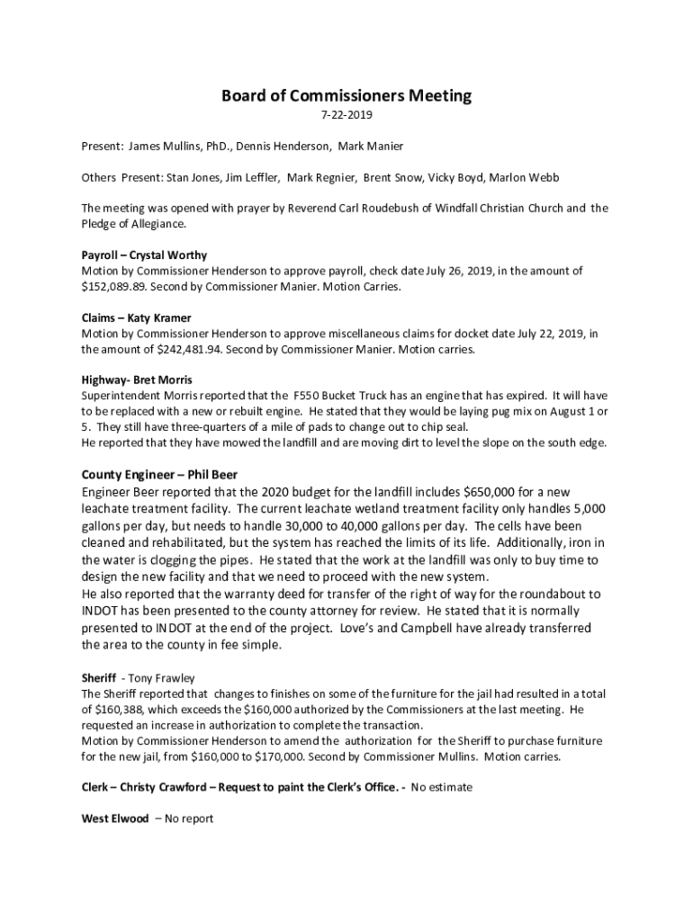 Fillable Online Others Present: Stan Jones, Jim Leffler, Mark Regnier ...