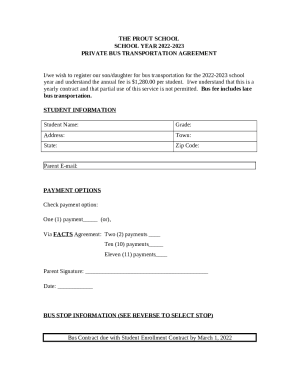 Student Transportation Registration 2022- 2023 School ... Doc Template ...
