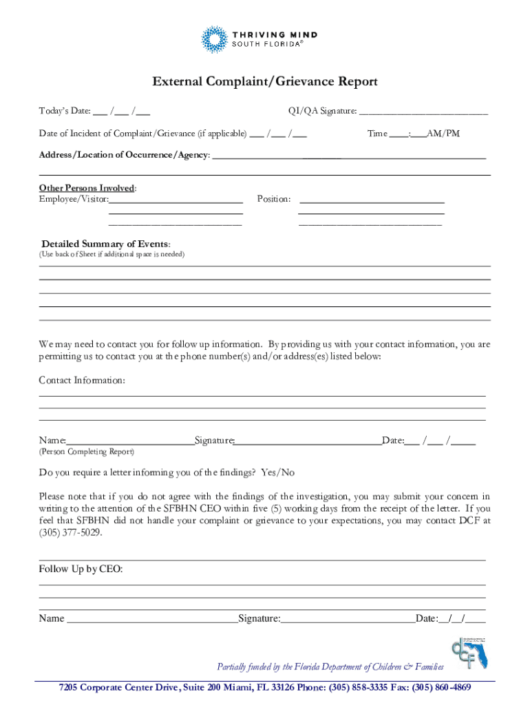 Fillable Online incident/complaint report form Fax Email Print - pdfFiller