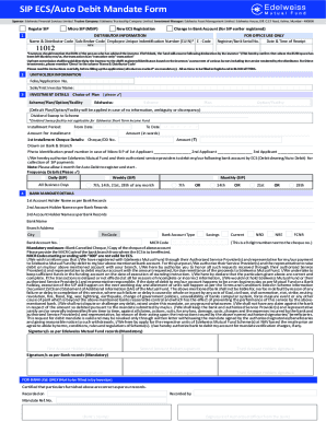 Fillable Online SIP Enrollment and ECS/Auto Debit Mandate Form - PRSSB Fax Email Print - pdfFiller
