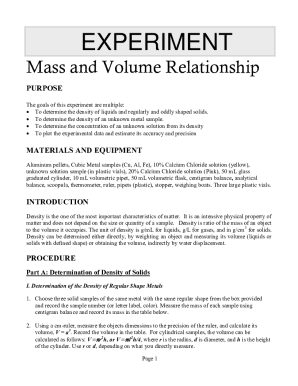 Fillable Online Experiment 3: Determination of Density of Liquids and Solids ... Fax Email Print ...