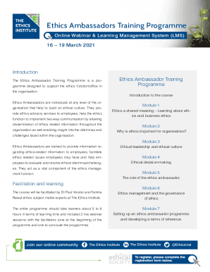 Fillable Online Ethics Ambassadors Training Programme Fax Email Print ...