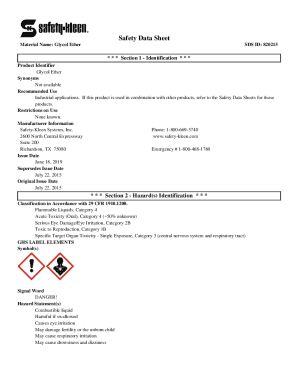 Fillable Online SAFETY DATA SHEET GLYCOL ETHER DB SOLVENT Fax Email ...