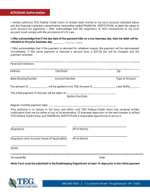 Fillable Online Authorization for ACH Debit Fax Email Print - pdfFiller