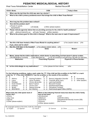 Fillable Online Sample Pediatric History and Physical Exam Date and ...