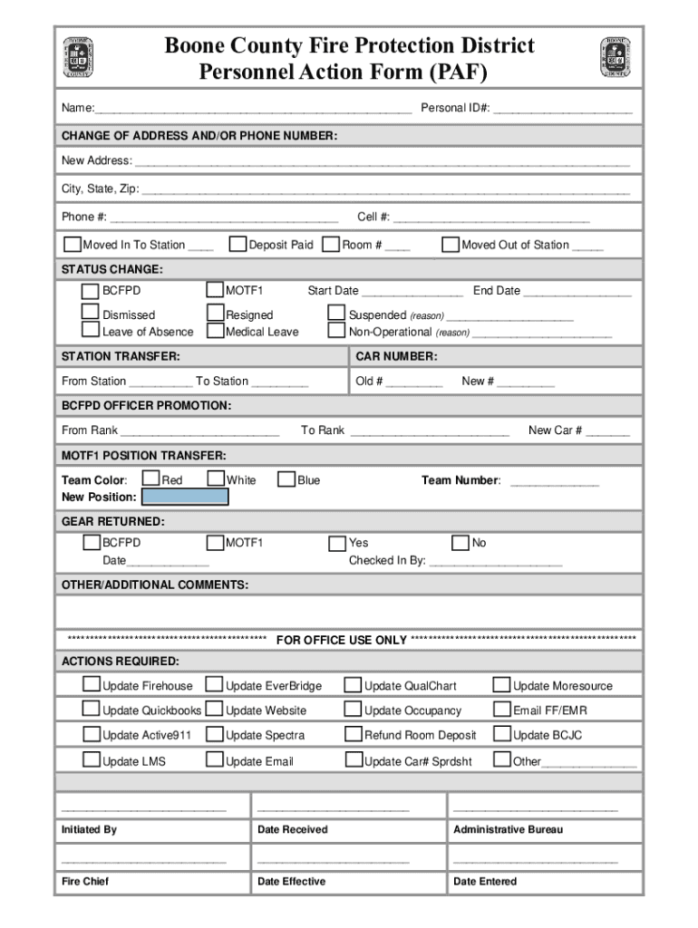 Fillable Online Personnel Action Form.pdf - Boone County Fire Protection ... Fax Email Print ...