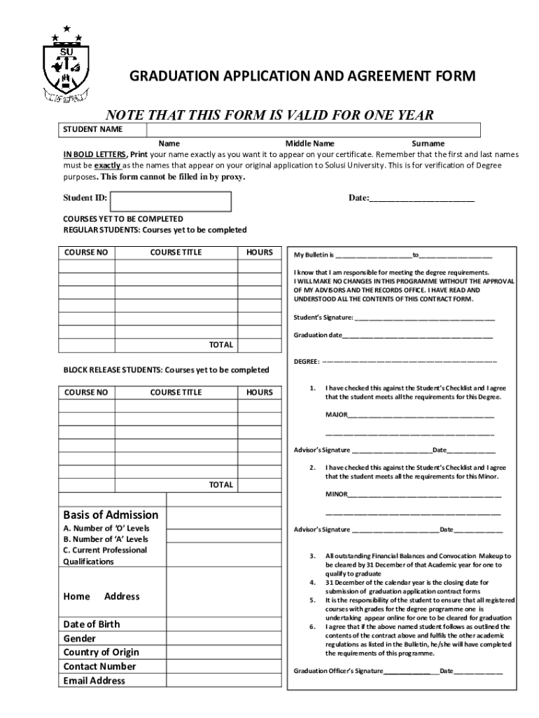 Fillable Online graduation application and agreement form - Solusi ...
