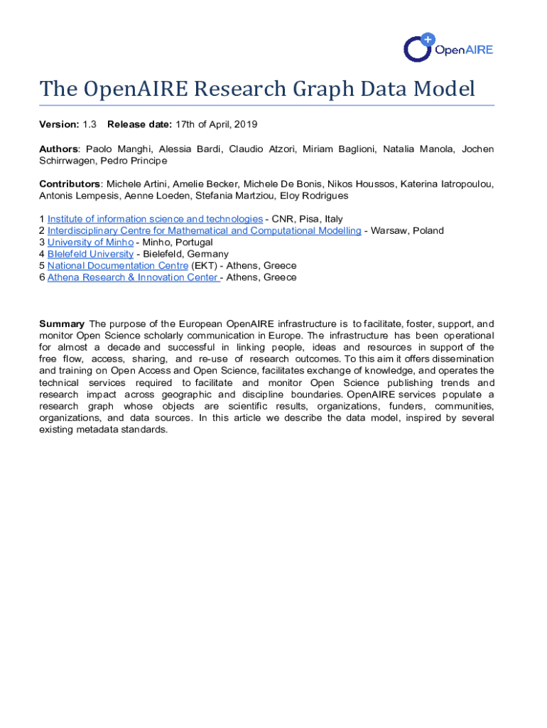 Fillable Online The OpenAIRE Research Graph Data Model - Zenodo Fax Email Print - pdfFiller