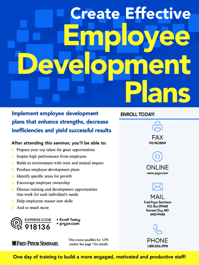 Fillable Online Employee Development Plan (With Template and 2 Examples ...