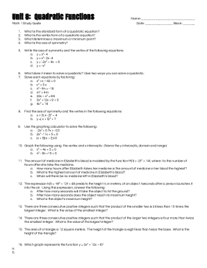 Fillable Online Unit 8: Quadratic Functions Fax Email Print - pdfFiller