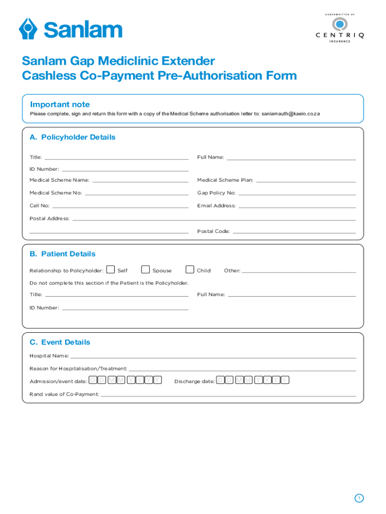 Fillable Online Sanlam Gap Claim form Fax Email Print - pdfFiller