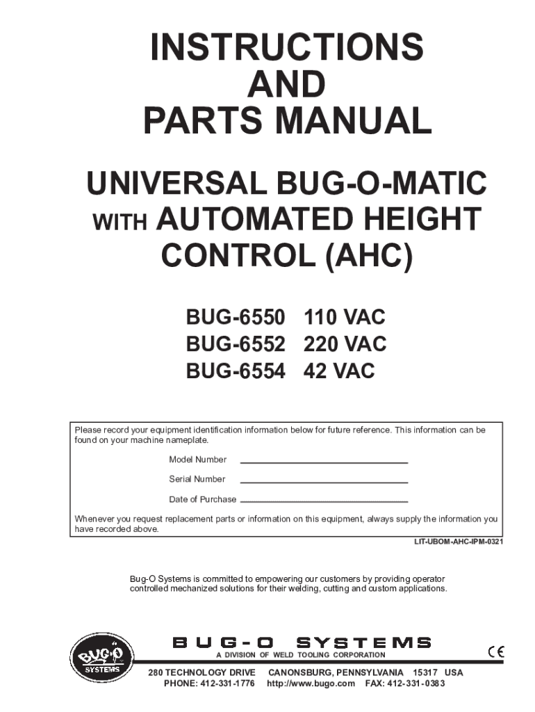 Fillable Online universal bug-o-matic - with automated height ...