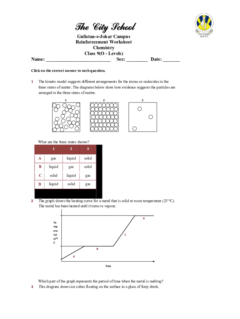Fillable Online Kinetic Molecular Theory Worksheet SOLID LIQUID GAS Fax ...