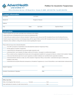 Fillable Online Academic Forgiveness Request Form - Saint Mary's ...