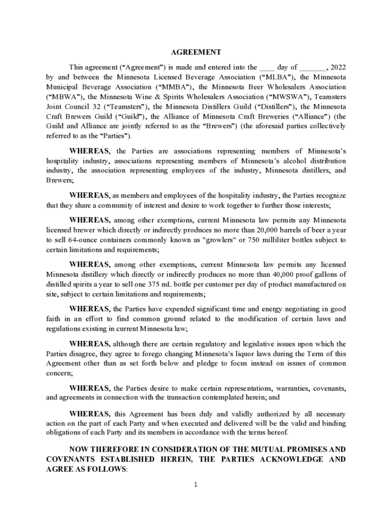 Fillable Online Proposed Agreement for Liquor Cease-Fire - DocumentCloud Fax Email Print - pdfFiller