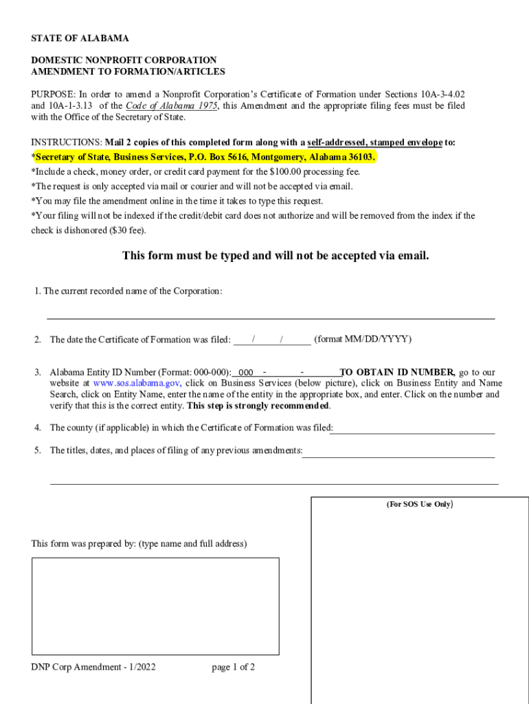 Fillable Online Section 10A-3-4.01 - Procedure to amend certificate of ... Fax Email Print ...