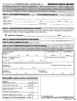 Fillable Online Document authentication and apostille - State of Michigan Fax Email Print ...