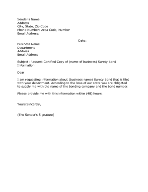 Fillable Online business surety bond request Fax Email Print - pdfFiller