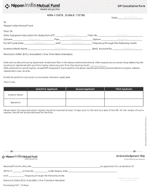 Fillable Online MyEfunds - SIP Cancellation Form Fax Email Print ...