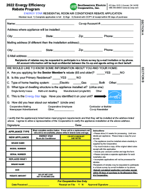 Fillable Online ENERGY STAR Certified Room Air Conditioner Rebates Fax ...