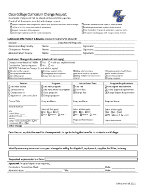 Fillable Online Cisco College Curriculum Change Request Fax Email Print ...